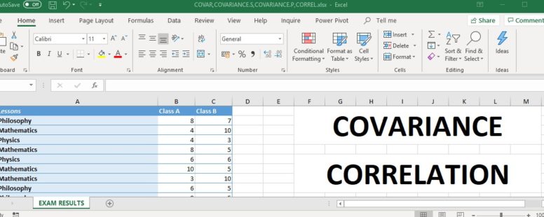 Excel Statistics Calculating The Covariance And The Correlation 
