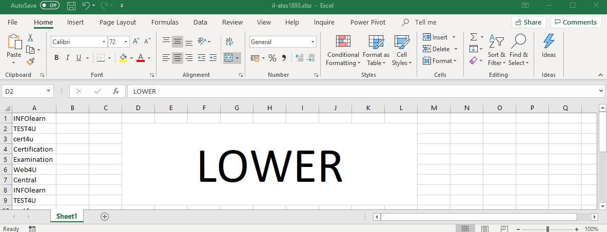 The LOWER Function – Excelpedia