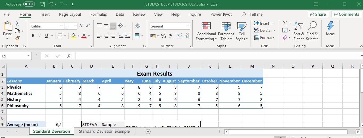 Excel Statistics – Calculating the Standard Deviation – Excelpedia